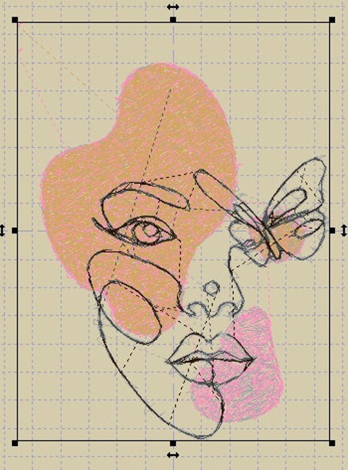 Design for Machine Embroidery Face. Scheme of (Download Now) - Etsy