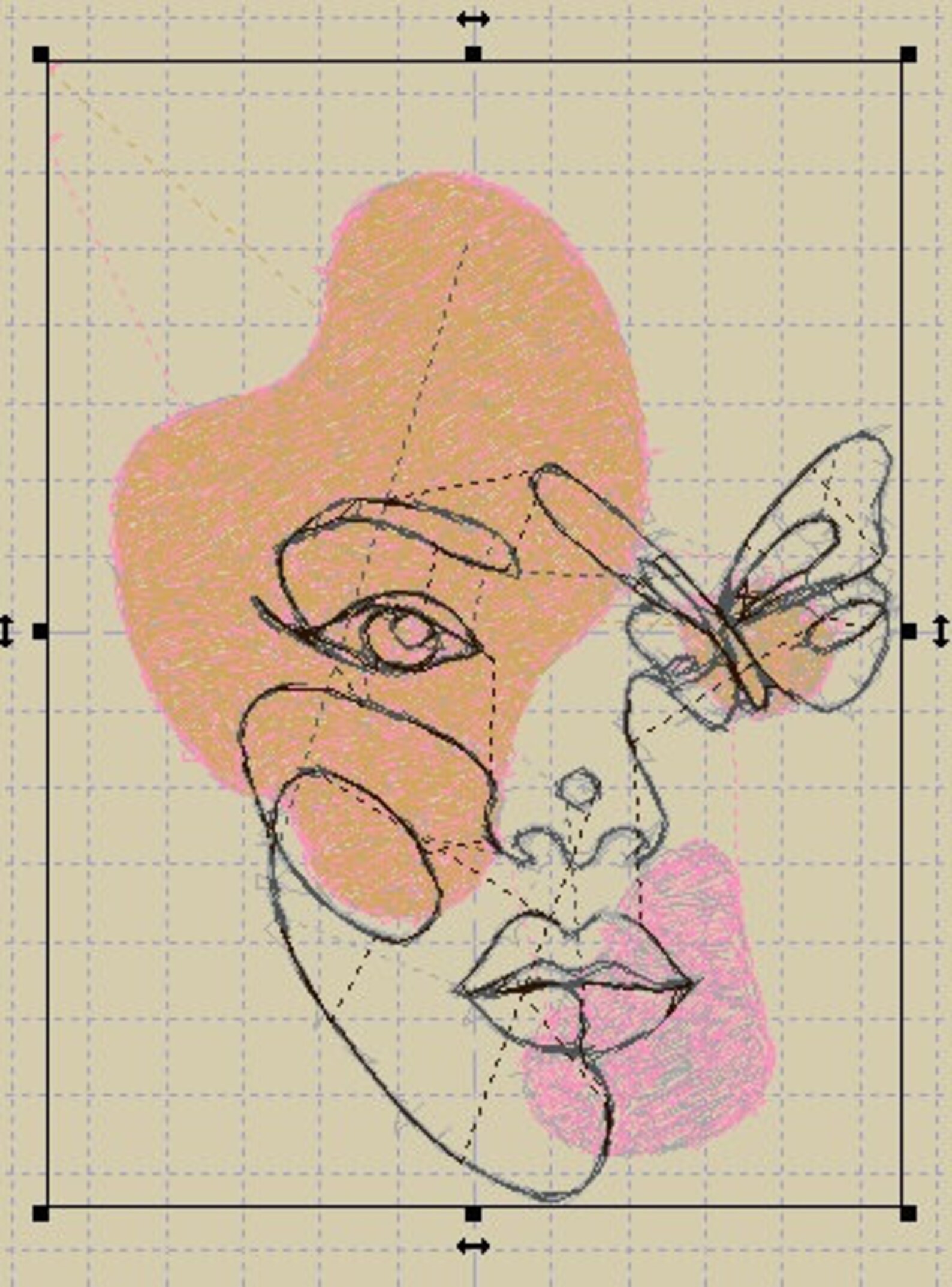 Design for Machine Embroidery Face. Scheme of (Download Now) - Etsy