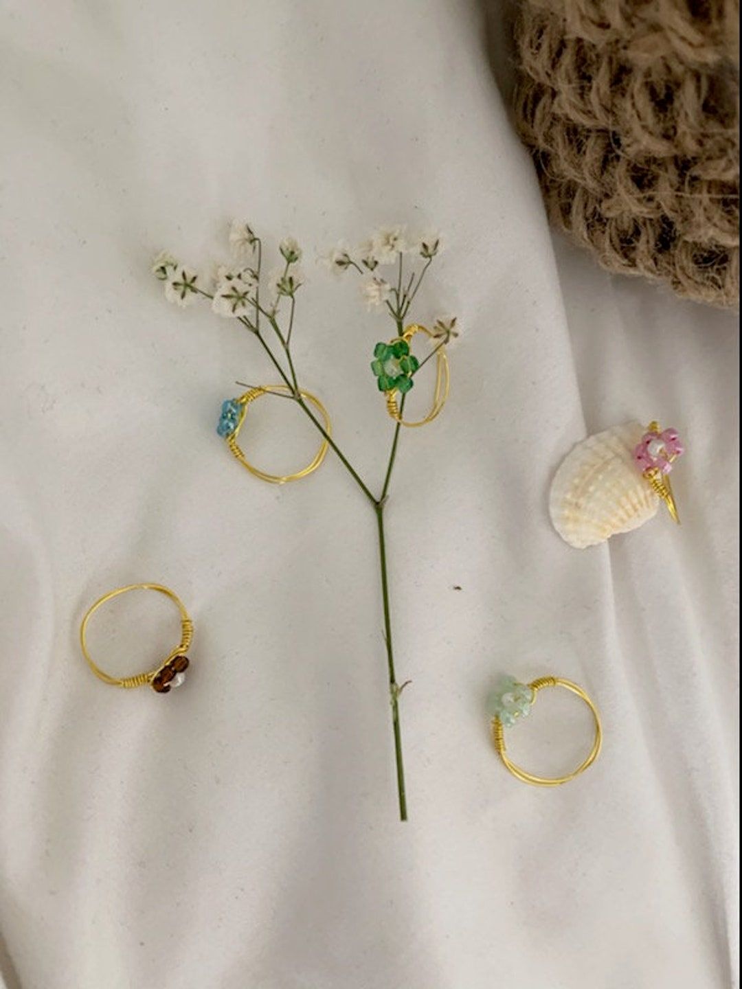 Gold Wire Flower Rings - Etsy