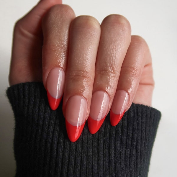 French Manicure Press on Nails - Etsy