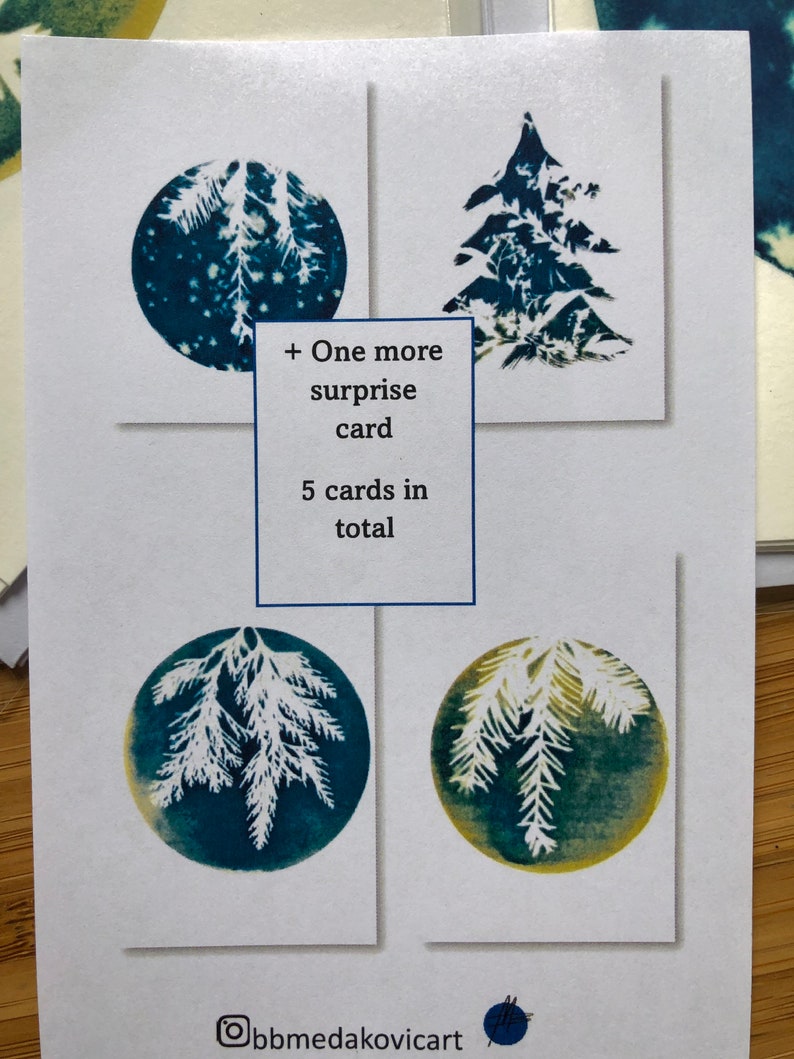 Cyanotype Christmas Cards Set of 5 - Etsy