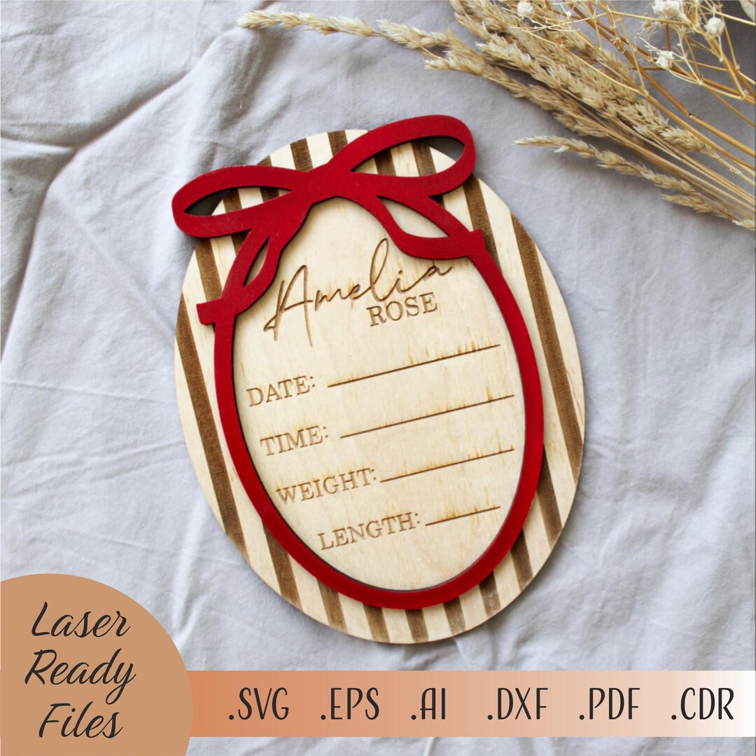 Personalized Birth Name Sign Laser Cut, Baby Announcement Sign SVG ...