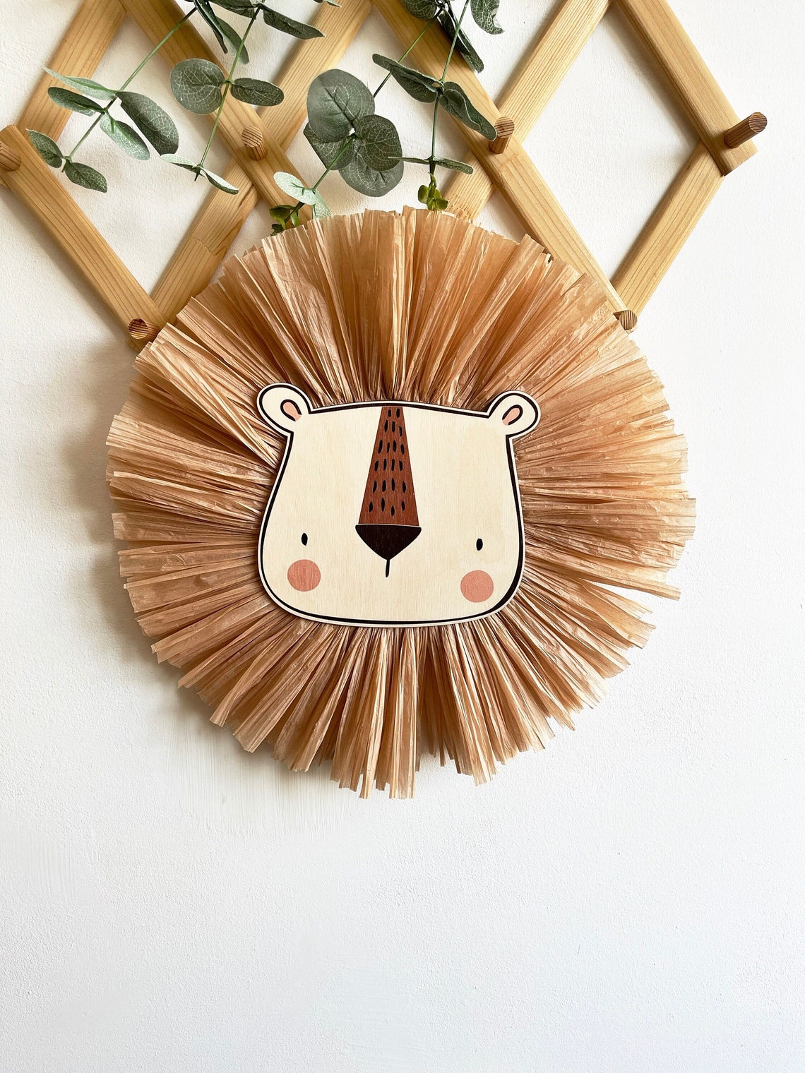 Lion Face Raffia Wall Hanging Safari Jungle Nursery Lion | Etsy