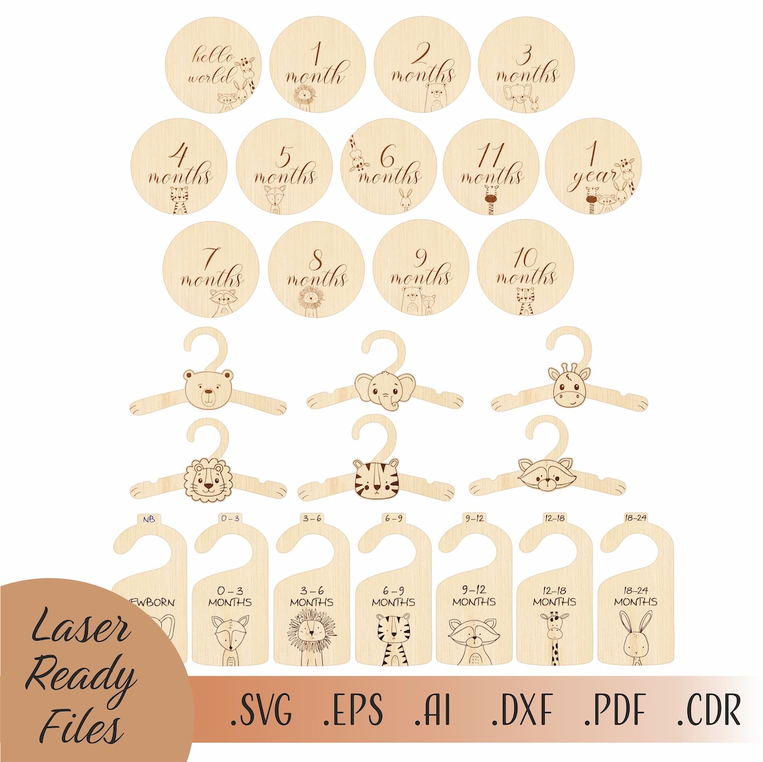 Animals Closet Dividers SVG, Animals Milestone Cards Svg, Closet ...