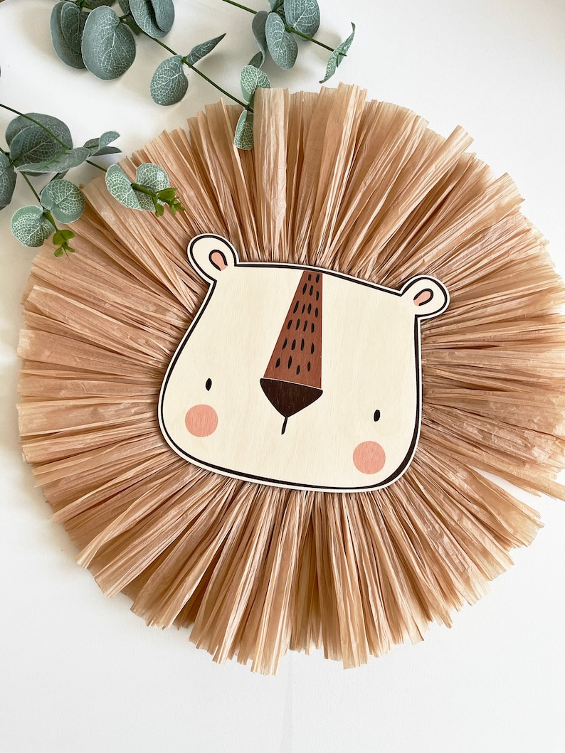 Lion Face Raffia Wall Hanging Safari Jungle Nursery Lion | Etsy