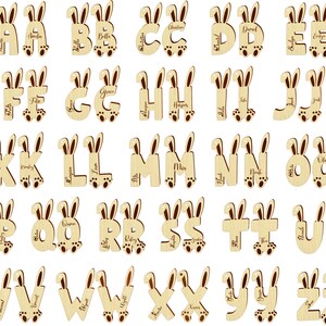 A-Z Bunny Alphabet, Bunny Ears Letters Easter Basket Tags SVG, Easter ...