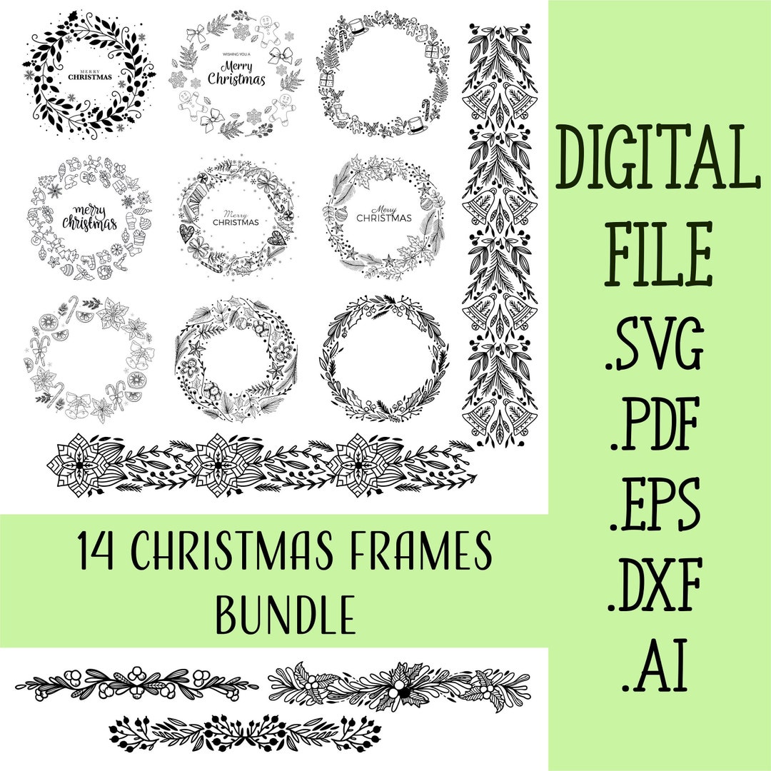 Christmas Frames SVG Bundle Winter Wreath SVG Christmas Trees Cut SVG ...