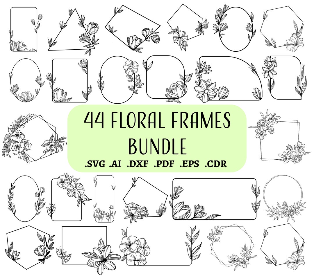 Floral Frames SVG Bundle, Wildflowers Svg, Circle Svg Bundle, Wreath ...