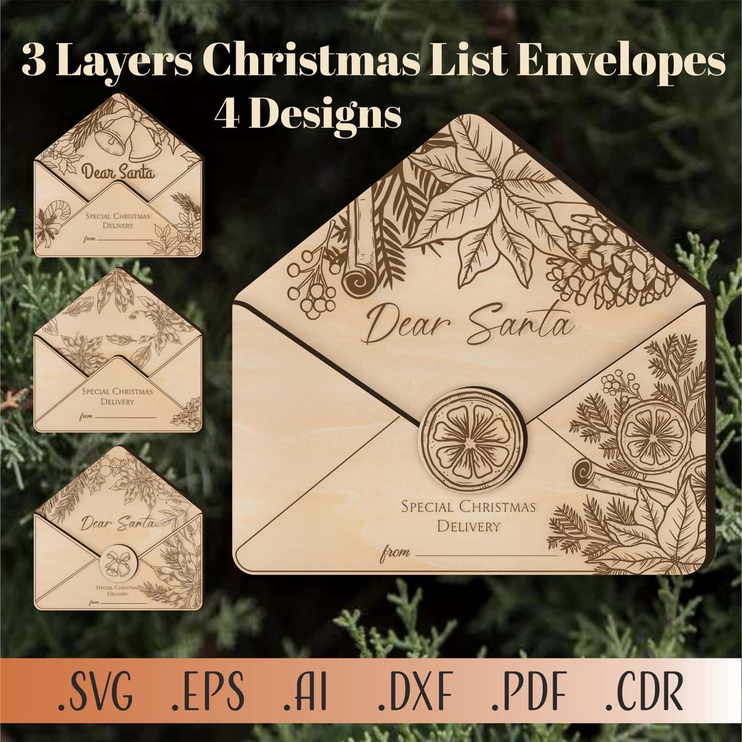 Letter to Santa Envelope Ornament SVG Bundle, Dear Santa Ornament ...