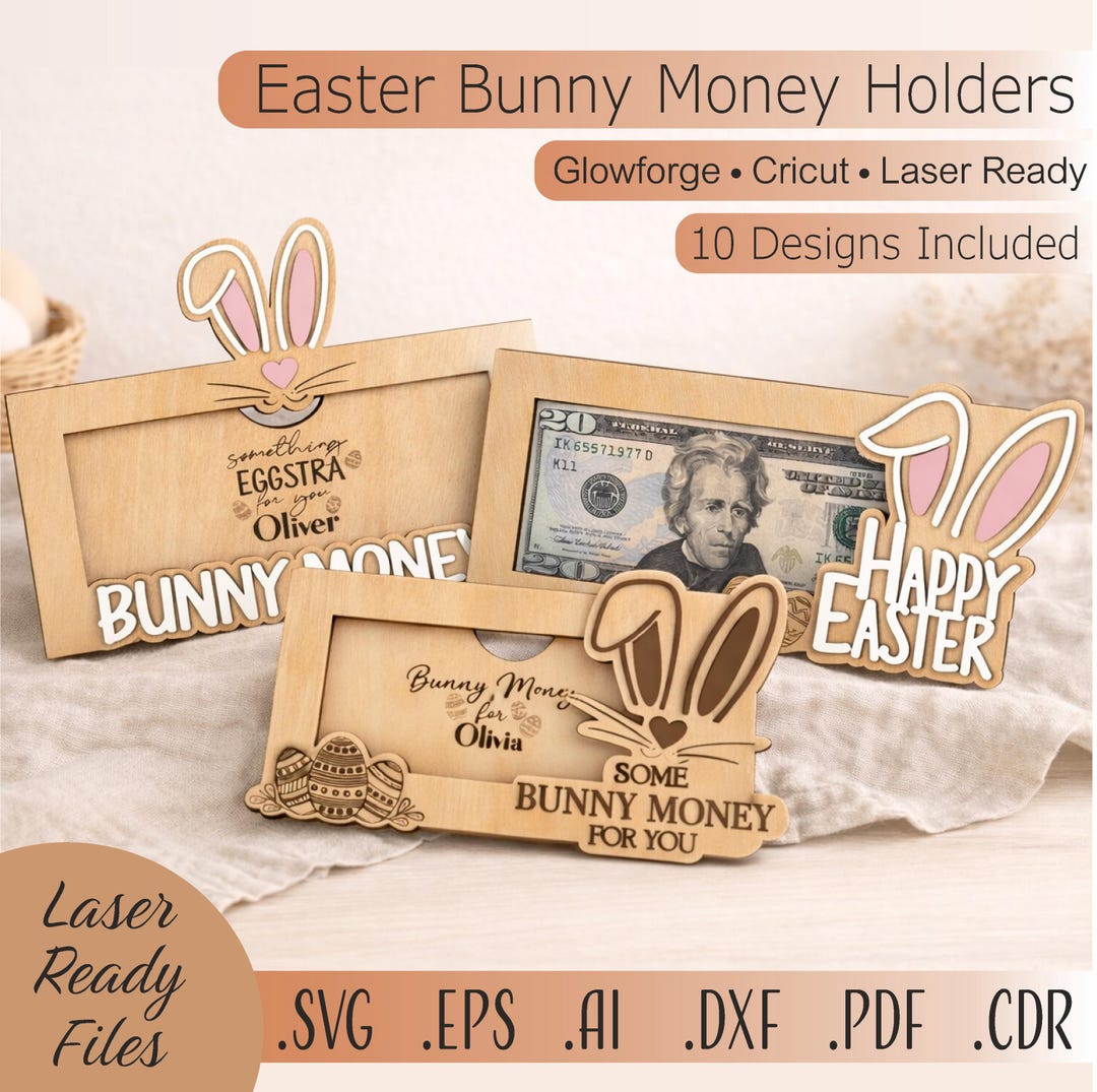 Easter Money Holder SVG, Laser File Easter Money Gift SVG, Bunny Money ...
