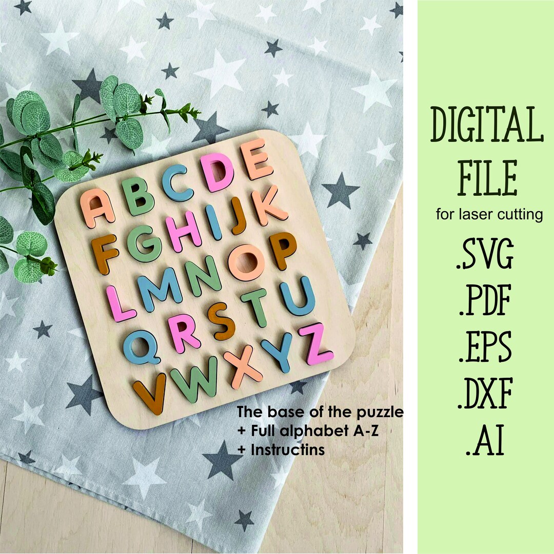 Laser Cut File Baby Alphabet Puzzle SVG, Alphabet Puzzle Digital ...