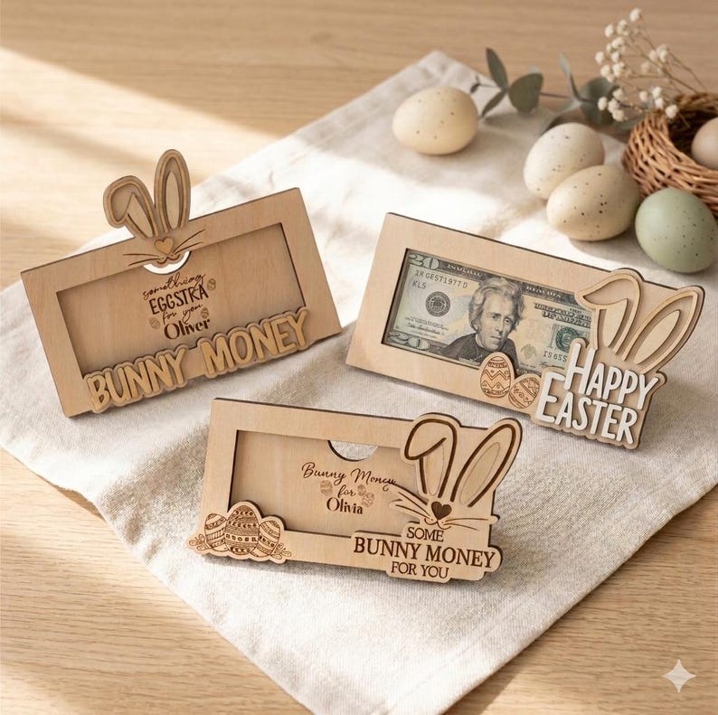 Easter Money Holder SVG, Laser File Easter Money Gift SVG, Bunny Money ...