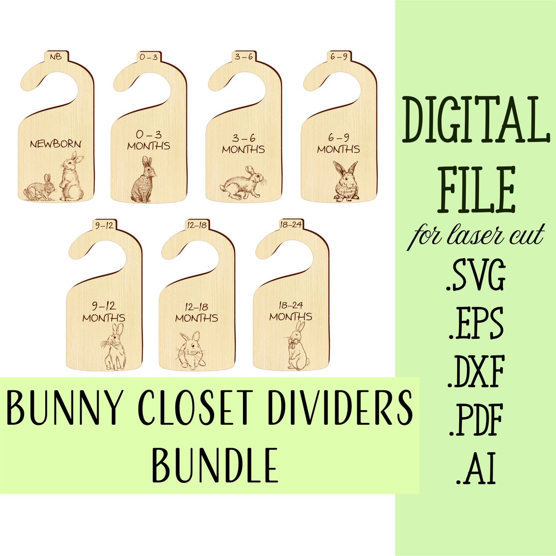 Bunny Baby Closet Dividers SVG Animal Bundle, Bunny SVG, Animals SVG ...