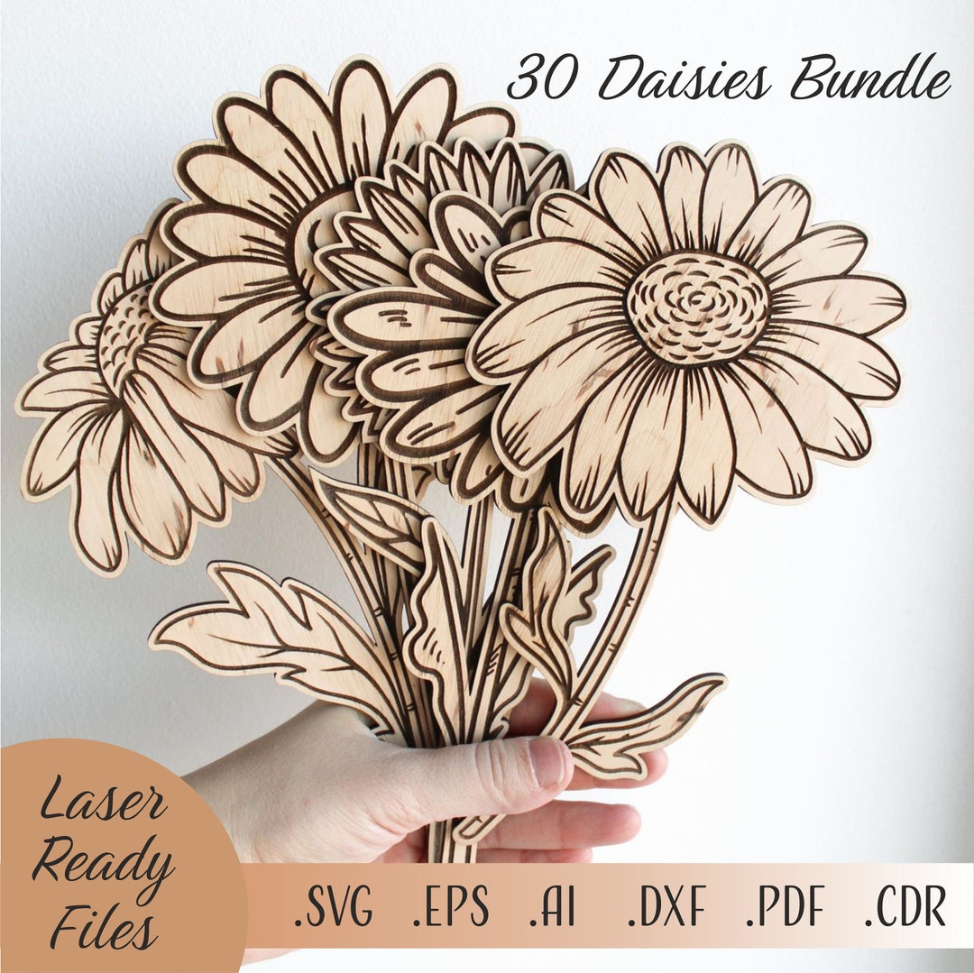 30 Daisies SVG Bundle, Laser Cut Glowforge Cricut Digital Download ...
