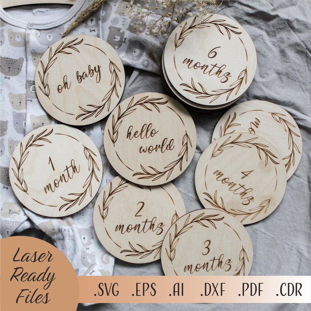 Wreath Baby Milestones SVG, Baby Milestone SVG, Hello World SVG, Laser ...