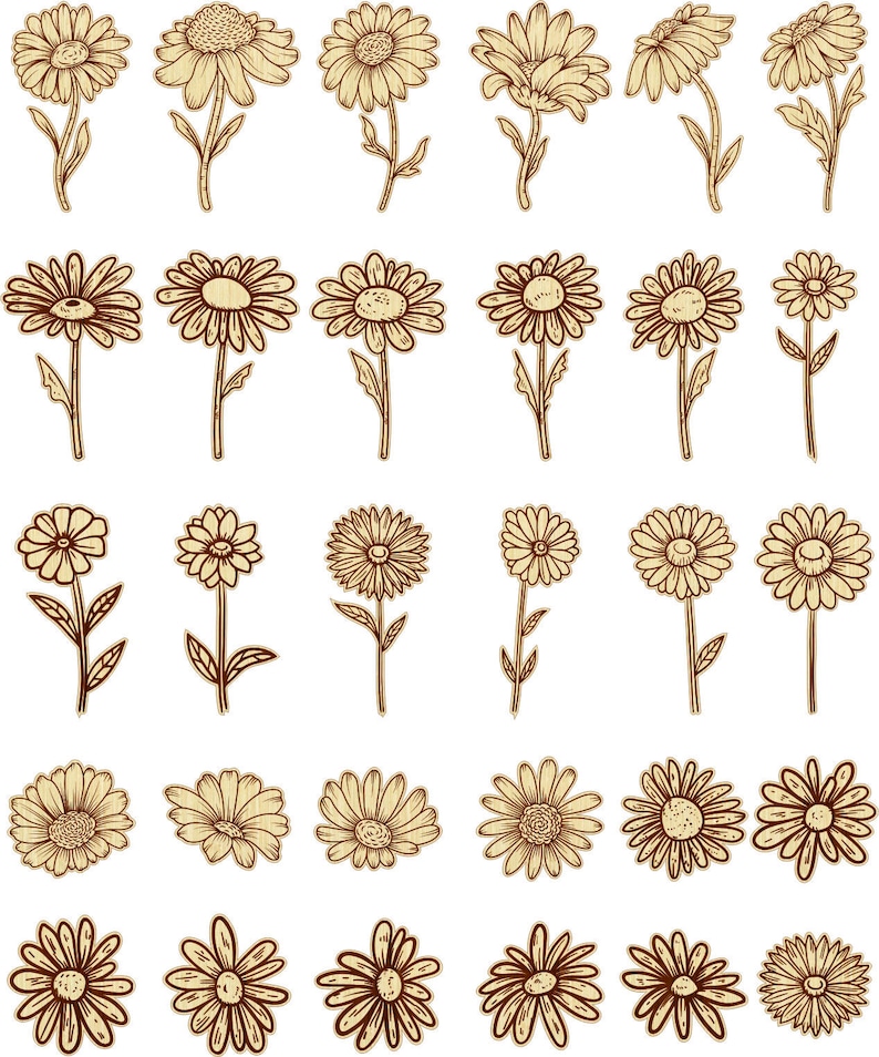 30 Daisies SVG Bundle, Laser Cut Glowforge Cricut Digital Download ...