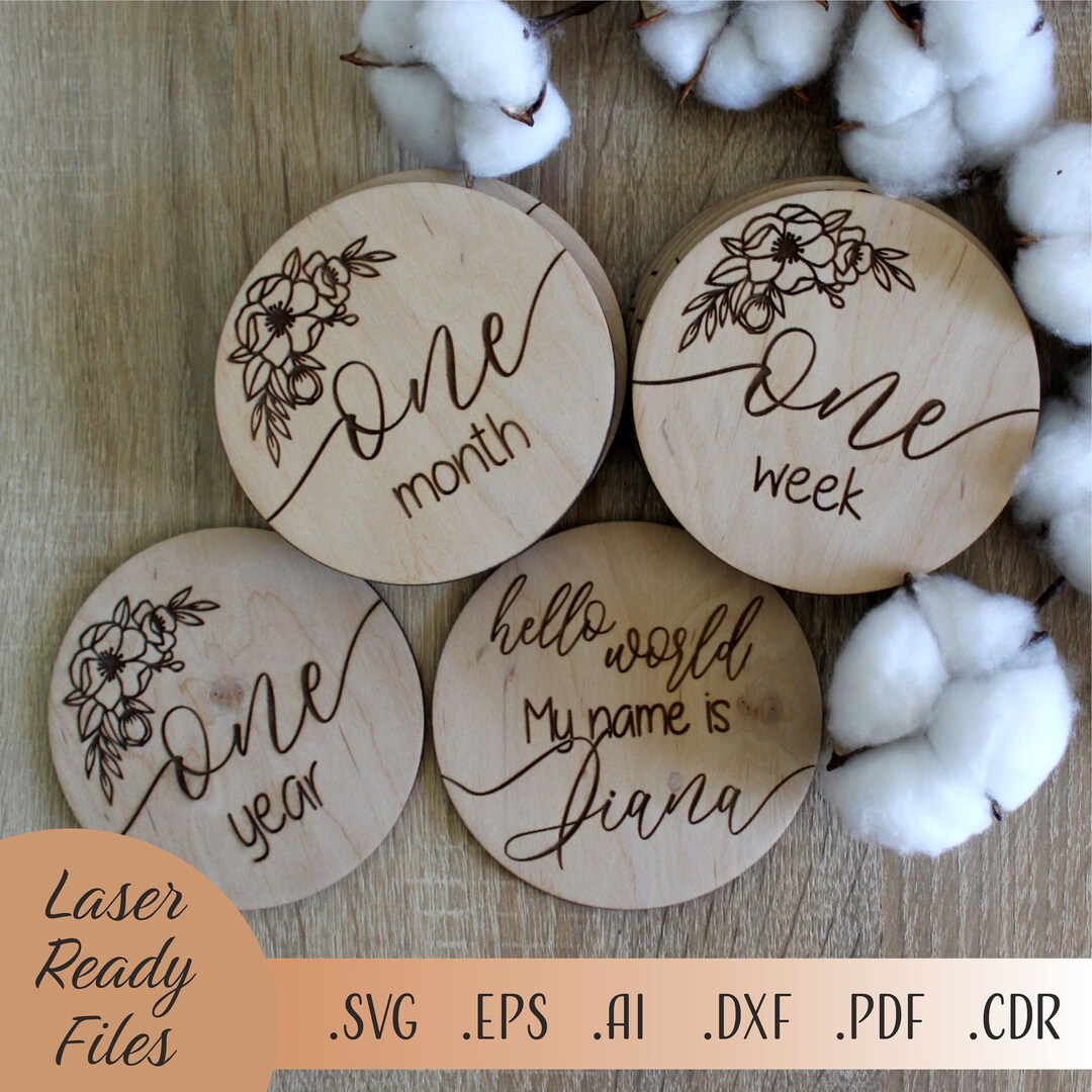 Flowers Baby Milestones SVG Bundle, Baby Milestone SVG, Hello World SVG ...