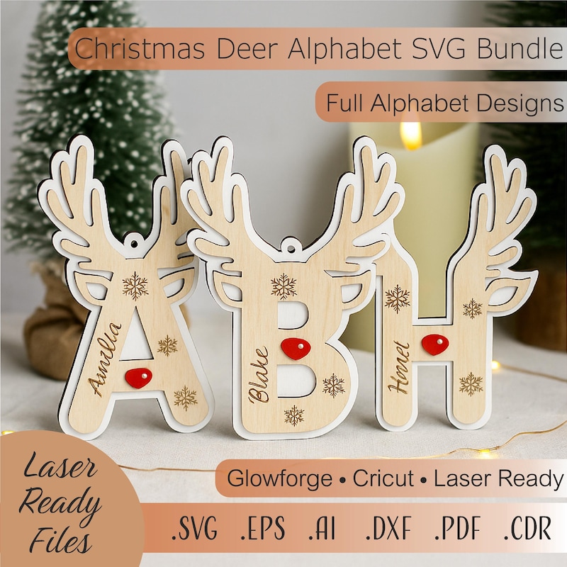 Christmas Deer Alphabet Svg Bundle - Etsy