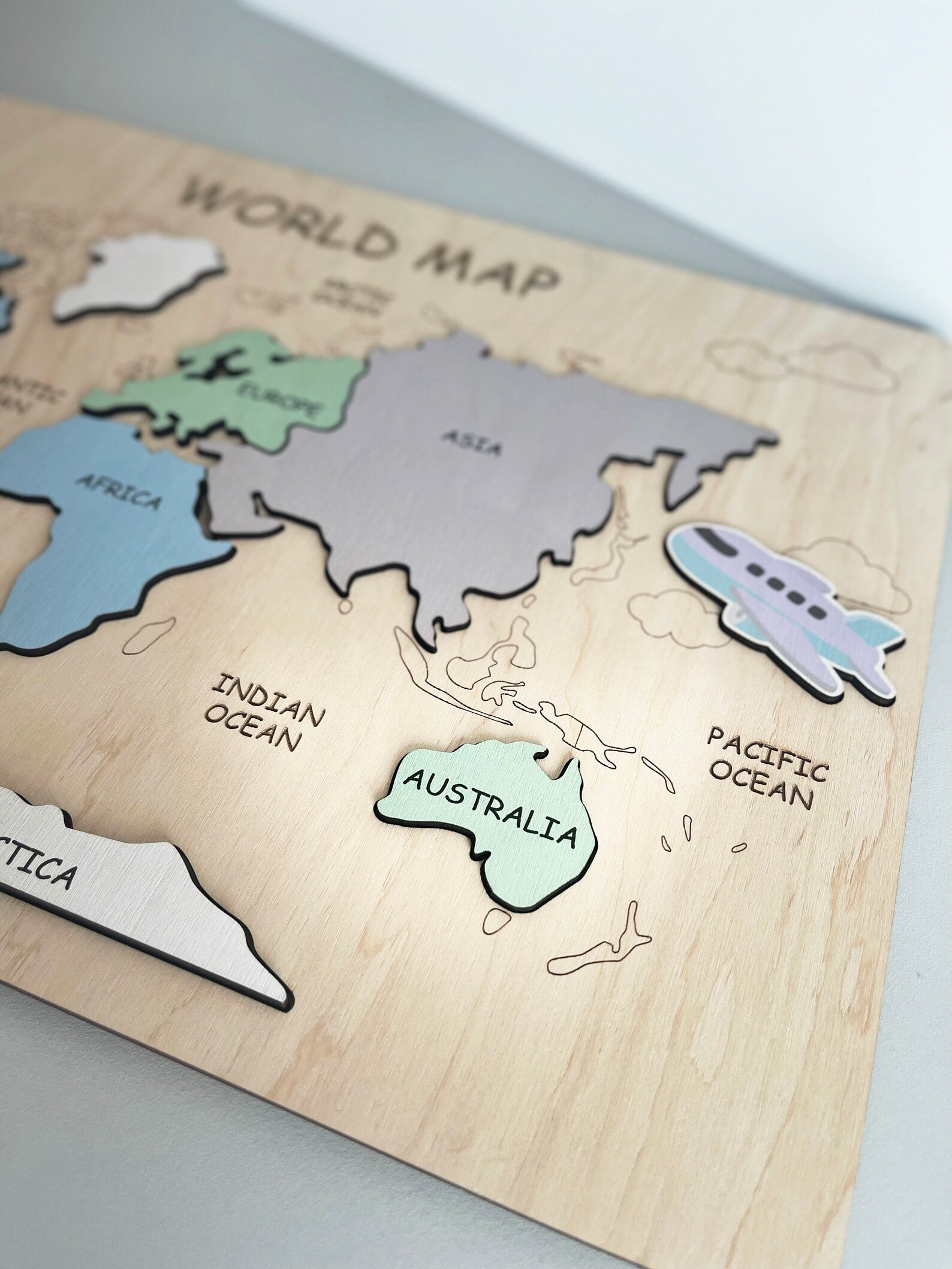 Wood World Map Puzzle Christmas Gift for Kids Montessori - Etsy