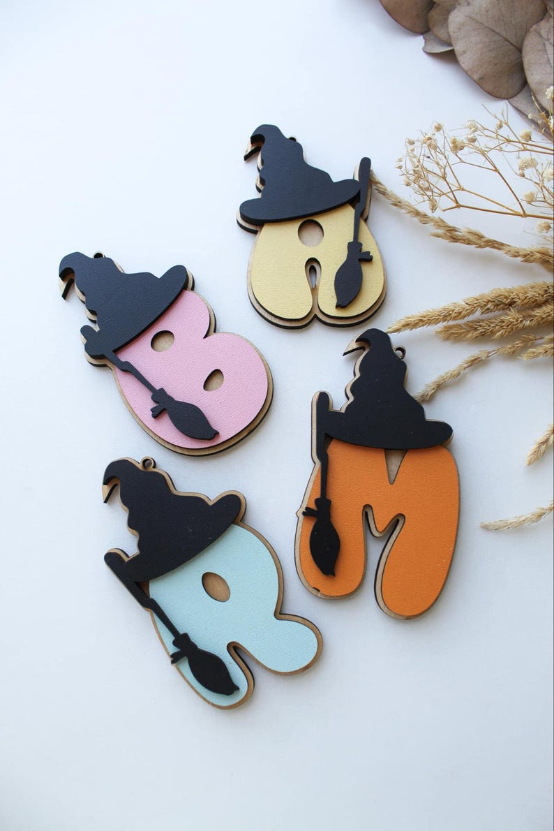 Halloween Letters Ornaments SVG Bundle, Halloween Decor Template, Tags ...
