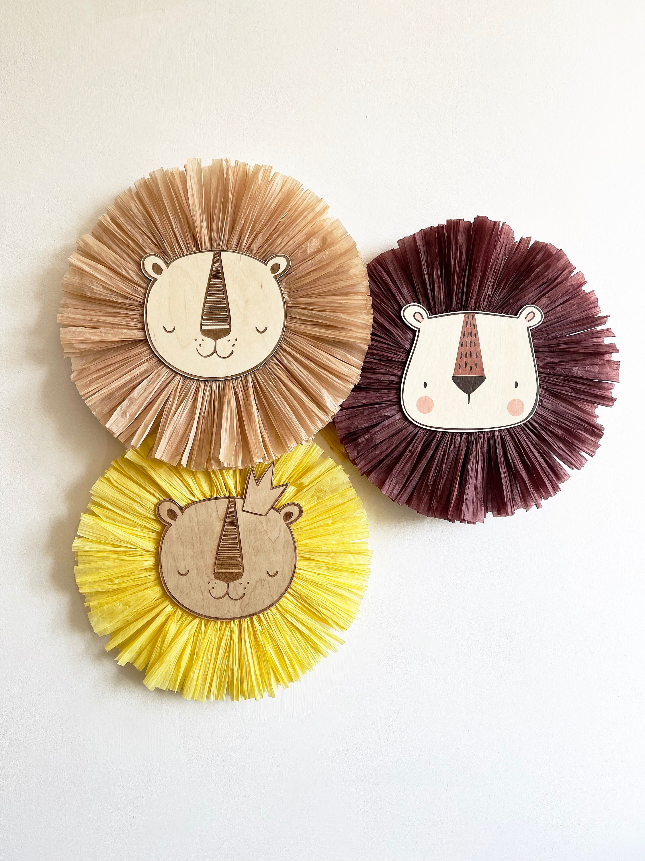 Lion Face Raffia Wall Hanging Safari Jungle Nursery Lion | Etsy