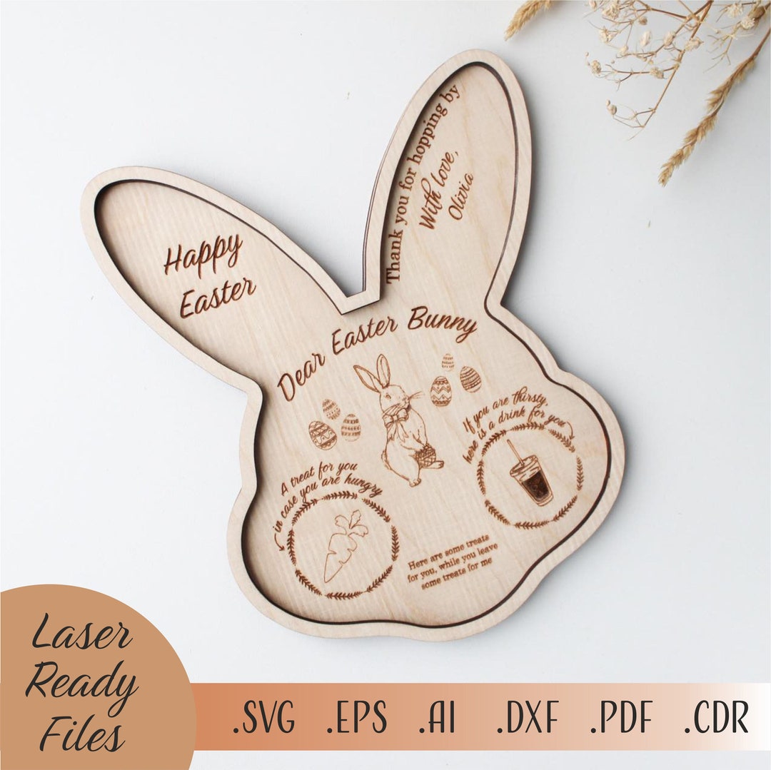Easter Bunny Tray Svg, Carrot Plate Digital Download Glowforge, Laser ...