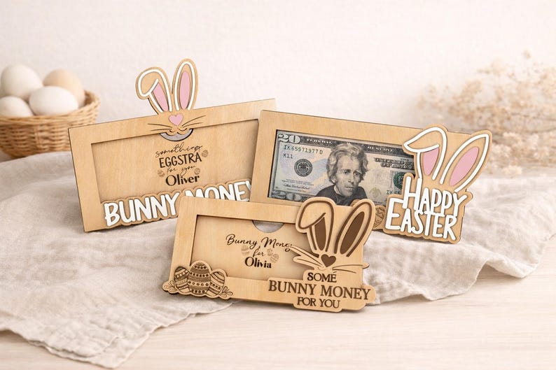 Easter Money Holder SVG, Laser File Easter Money Gift SVG, Bunny Money ...