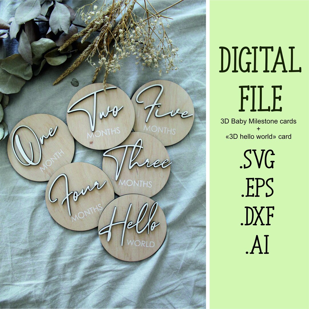 3D Baby Milestones SVG Bundle, Baby Milestone SVG, Hello World SVG ...