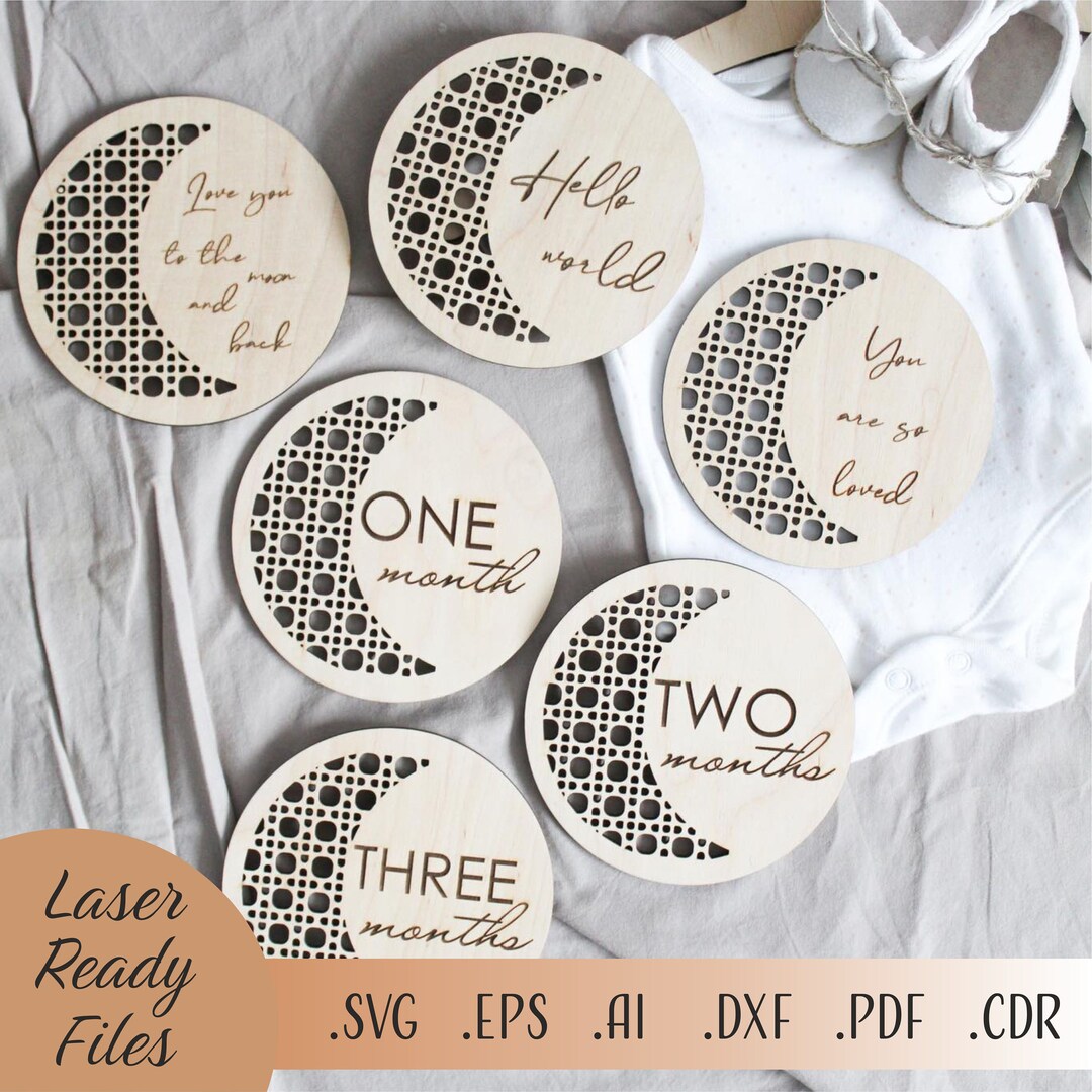 Rattan Milestone Cards SVG Bundle, Baby Milestones SVG, Rattan SVG ...