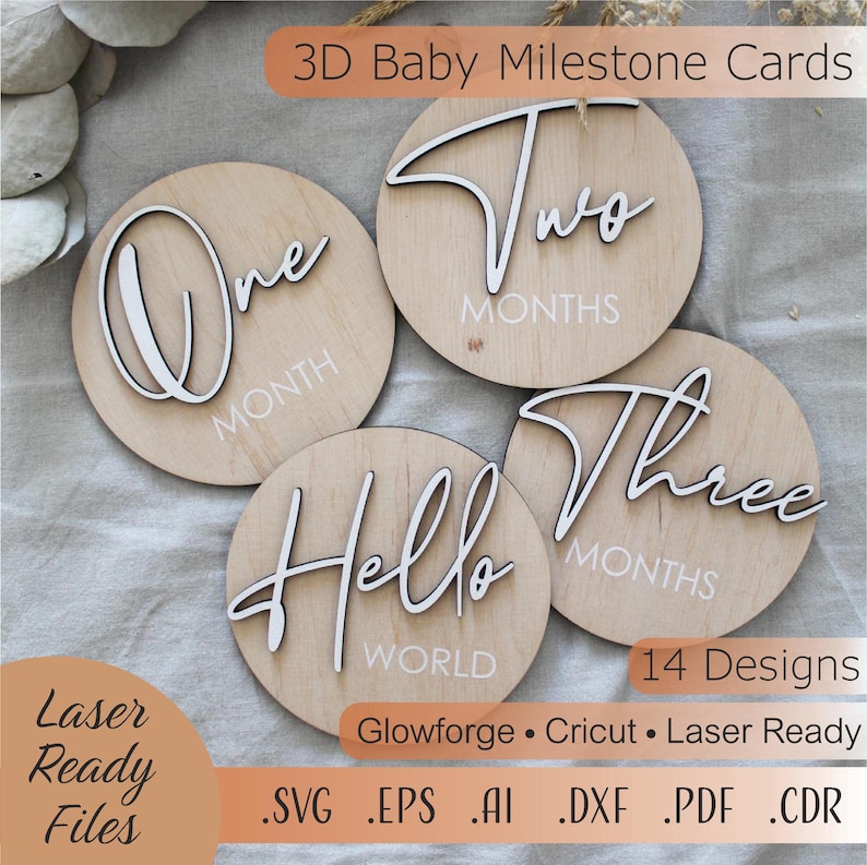 3D Baby Milestones SVG Bundle, Baby Milestone SVG, Hello World SVG ...