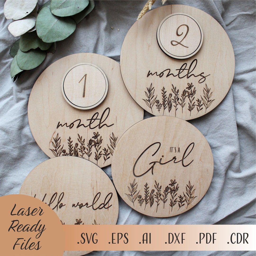 Baby Milestones Wildflowers SVG, Wildflowers SVG, Floral SVG, Laser Cut ...