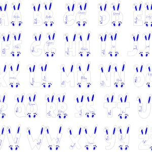 A-Z Bunny Alphabet, Bunny Ears Letters Easter Basket Tags SVG, Easter ...