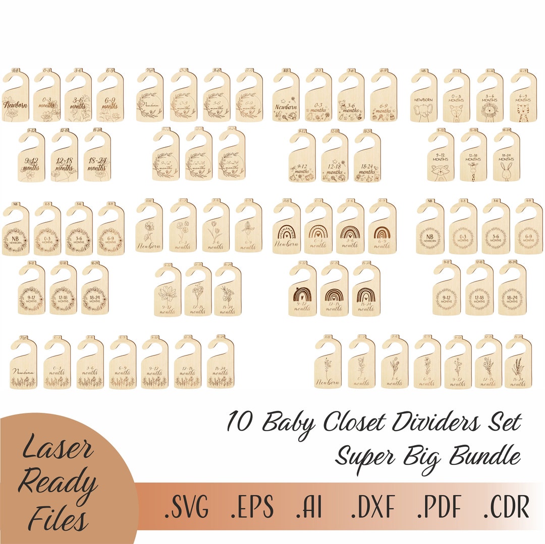 10 Sets of Baby Closet Dividers SVG Bundle, Wildflowers SVG, Floral SVG ...