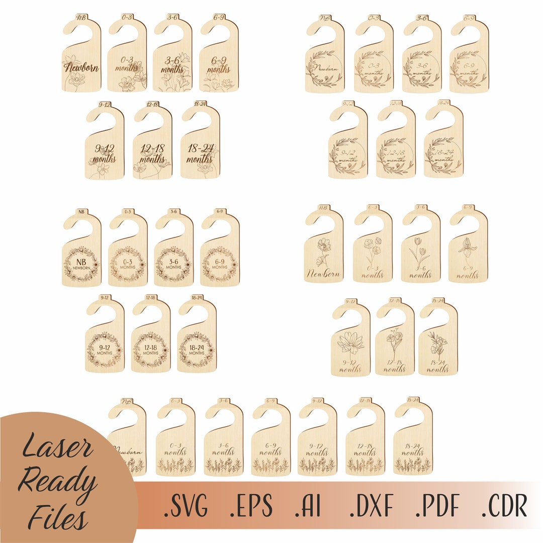 5 Sets of Baby Closet Dividers SVG Bundle, Wildflowers SVG, Floral SVG ...