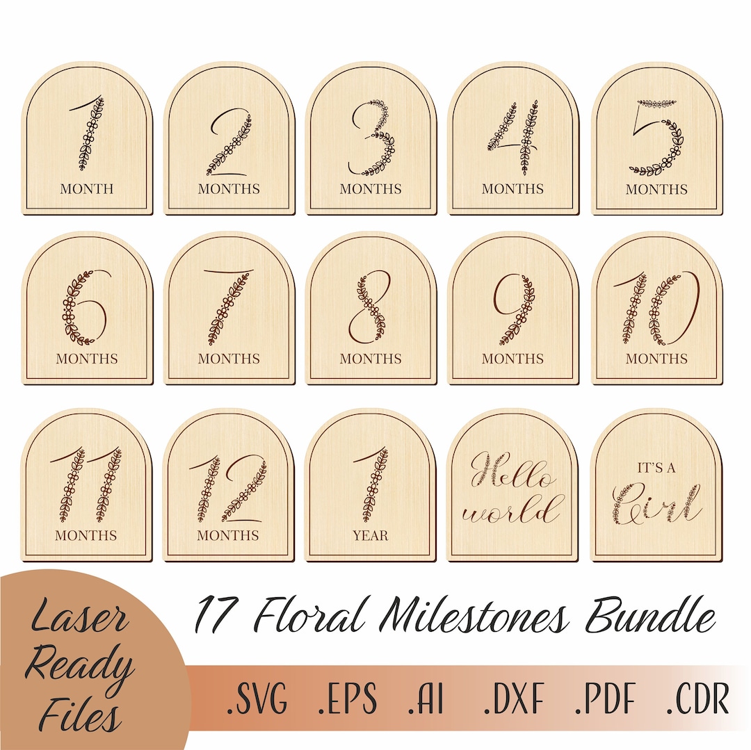 Baby Milestones Floral SVG, Vintage Baby Milestone SVG, Hello World SVG ...