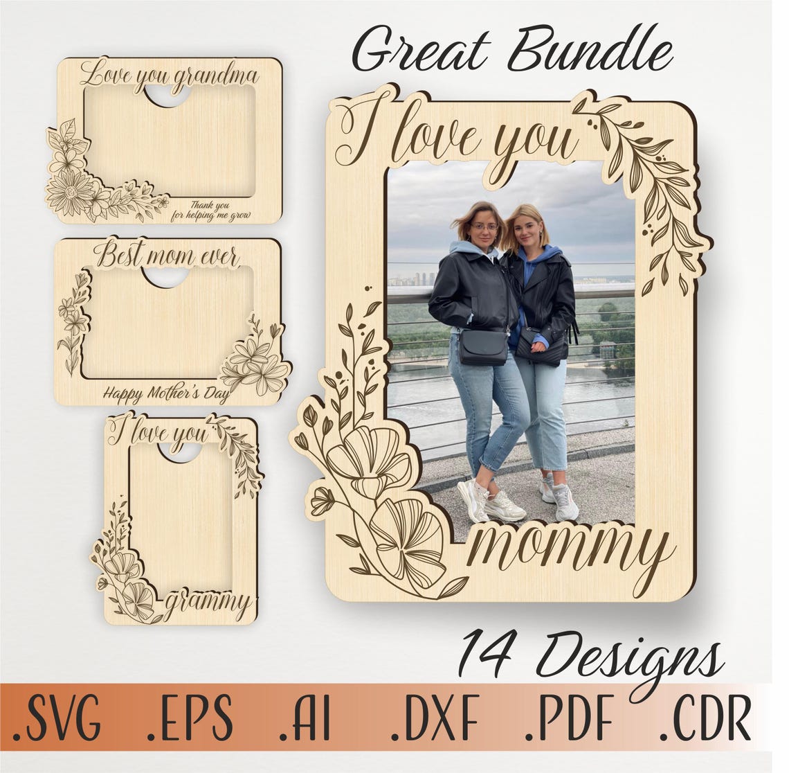 Mothers Day Picture Magnet Svg Magnet Frame SVG Laser File Gifts Mother ...