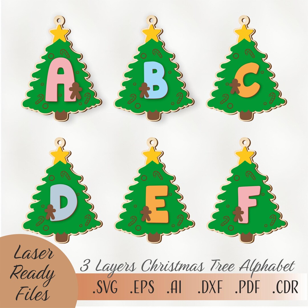 Christmas Tree Alphabet Bundle SVG, Christmas Decor, Christmas Tree ...