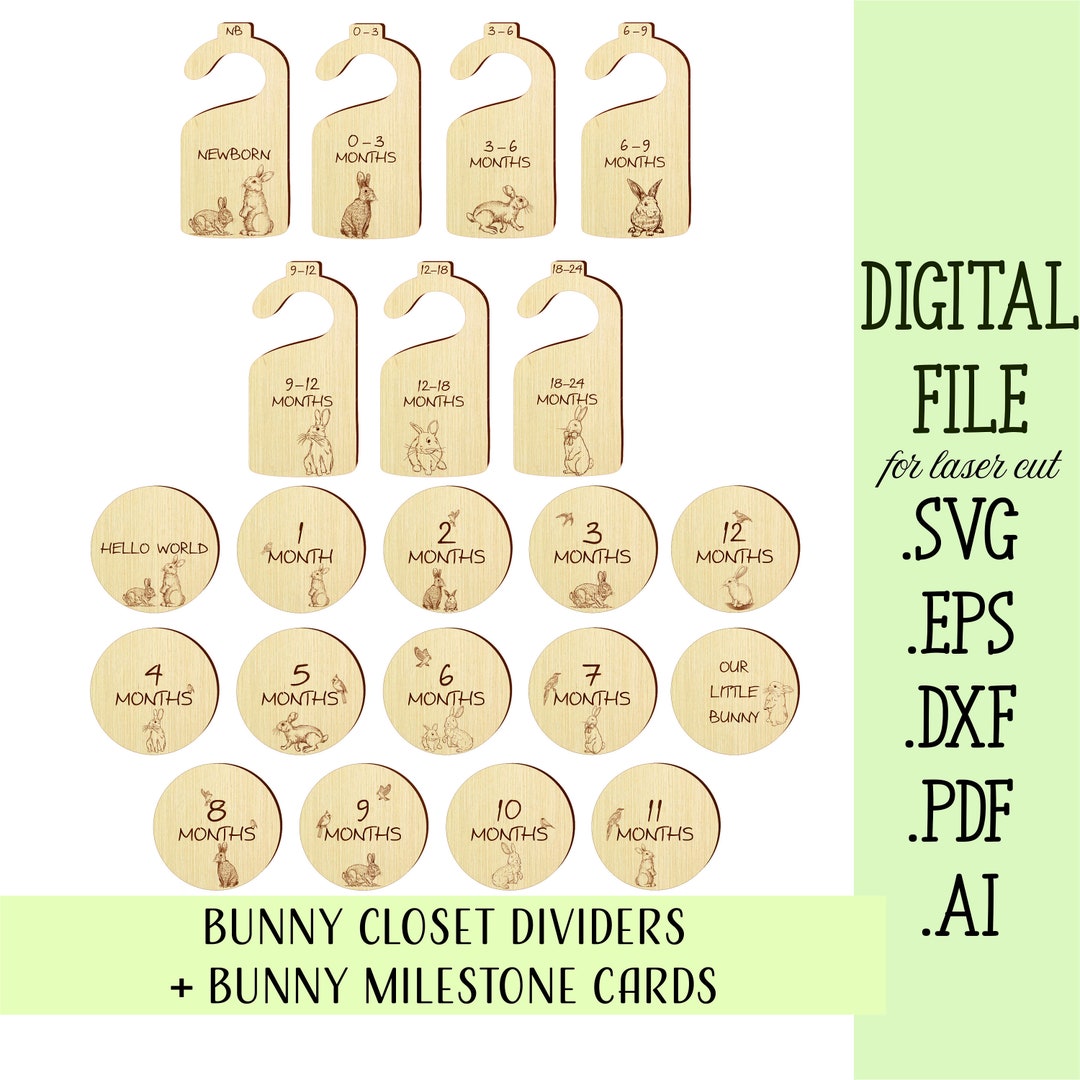 Animals Closet Dividers SVG, Animals Milestone Cards Svg, Closet ...