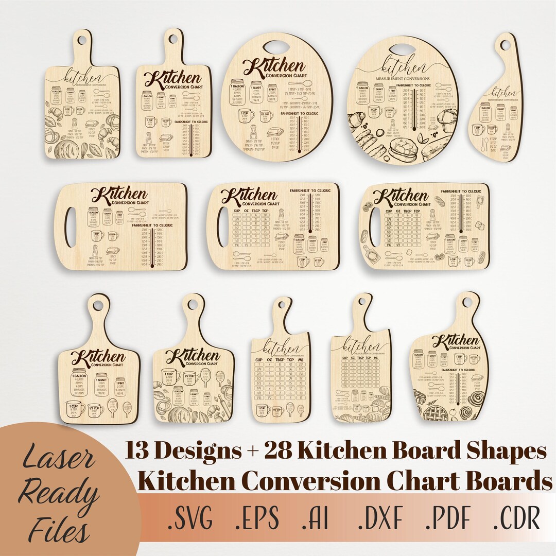 Kitchen Conversion Chart Svg Bundle Kitchen Measurement Conversions ...