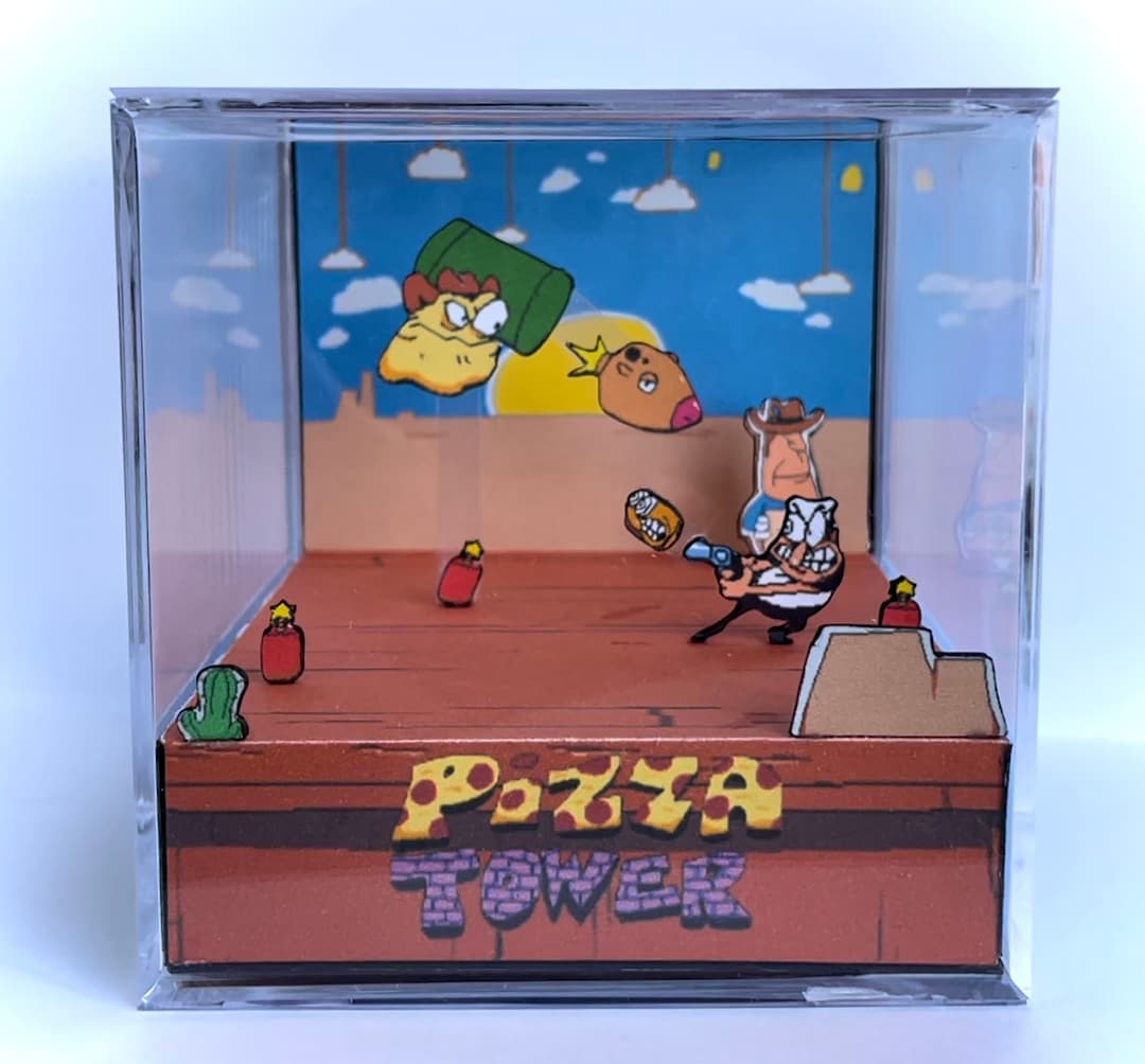 Pizza Tower 3D Video Game Cube Diorama Vigilante - Etsy