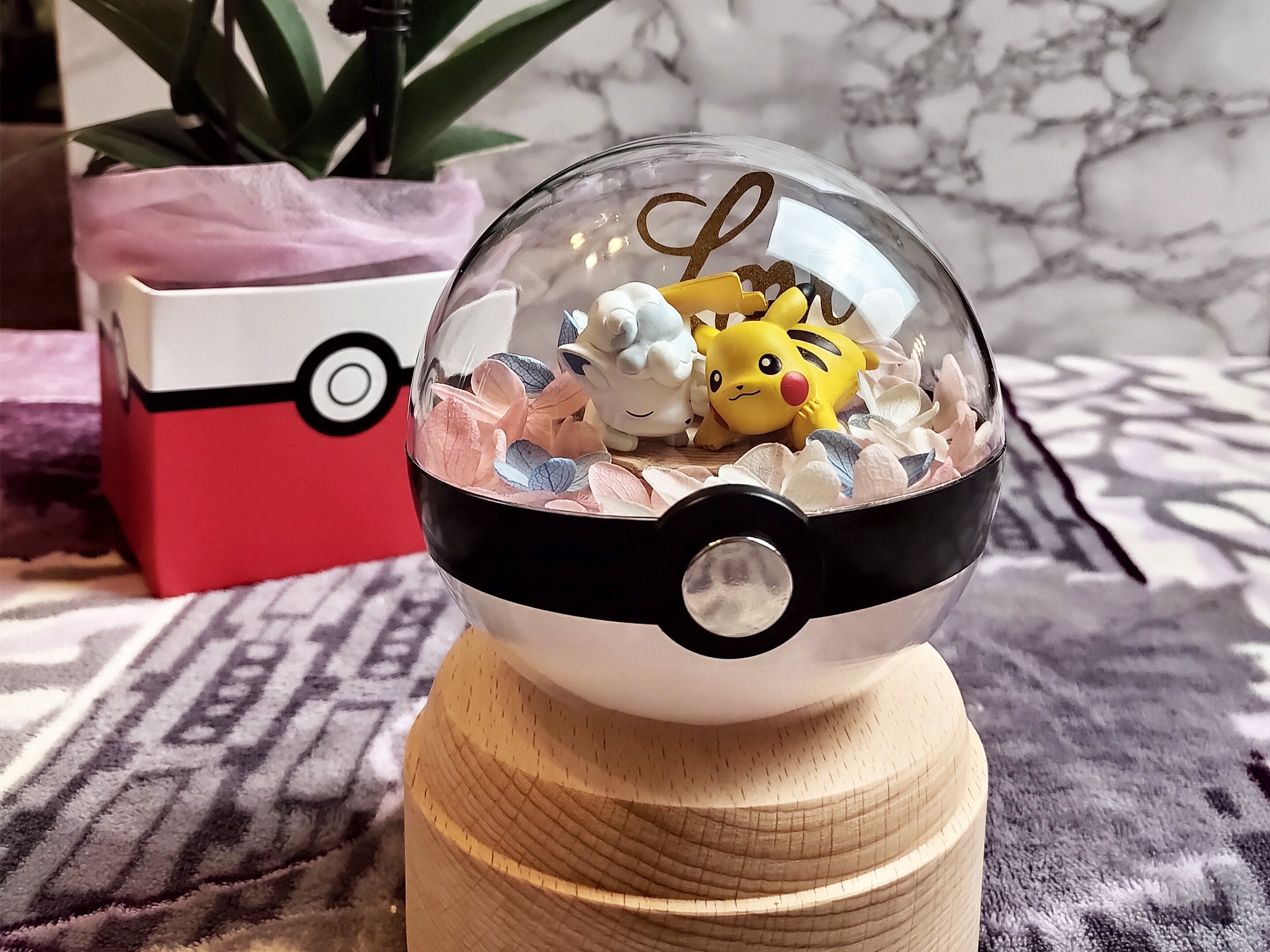 Pikachu Sleepy Vulpix alola Preserved Flower Pokeball - Etsy