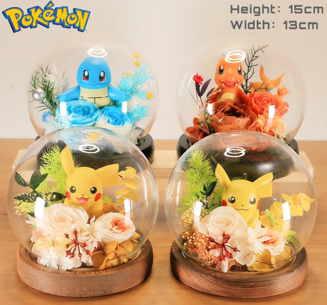 Pokemon Starter Pack Glass Dome With Light Ft. Pikachu, Bulbasaur ...