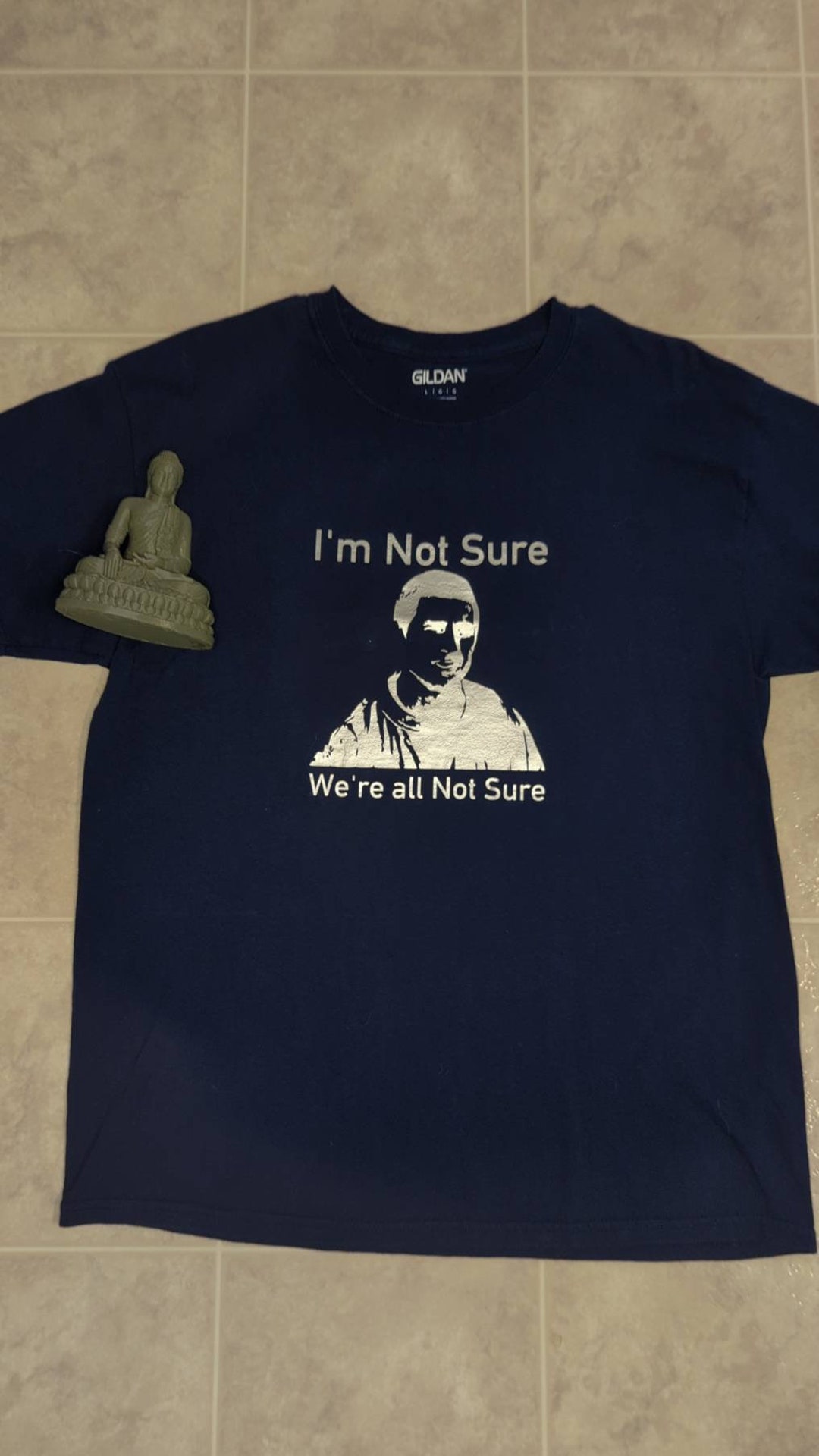 Not Sure Luke Wilson Idiocracy Spoof Gildan Large Navy Graphic Tshirt ...