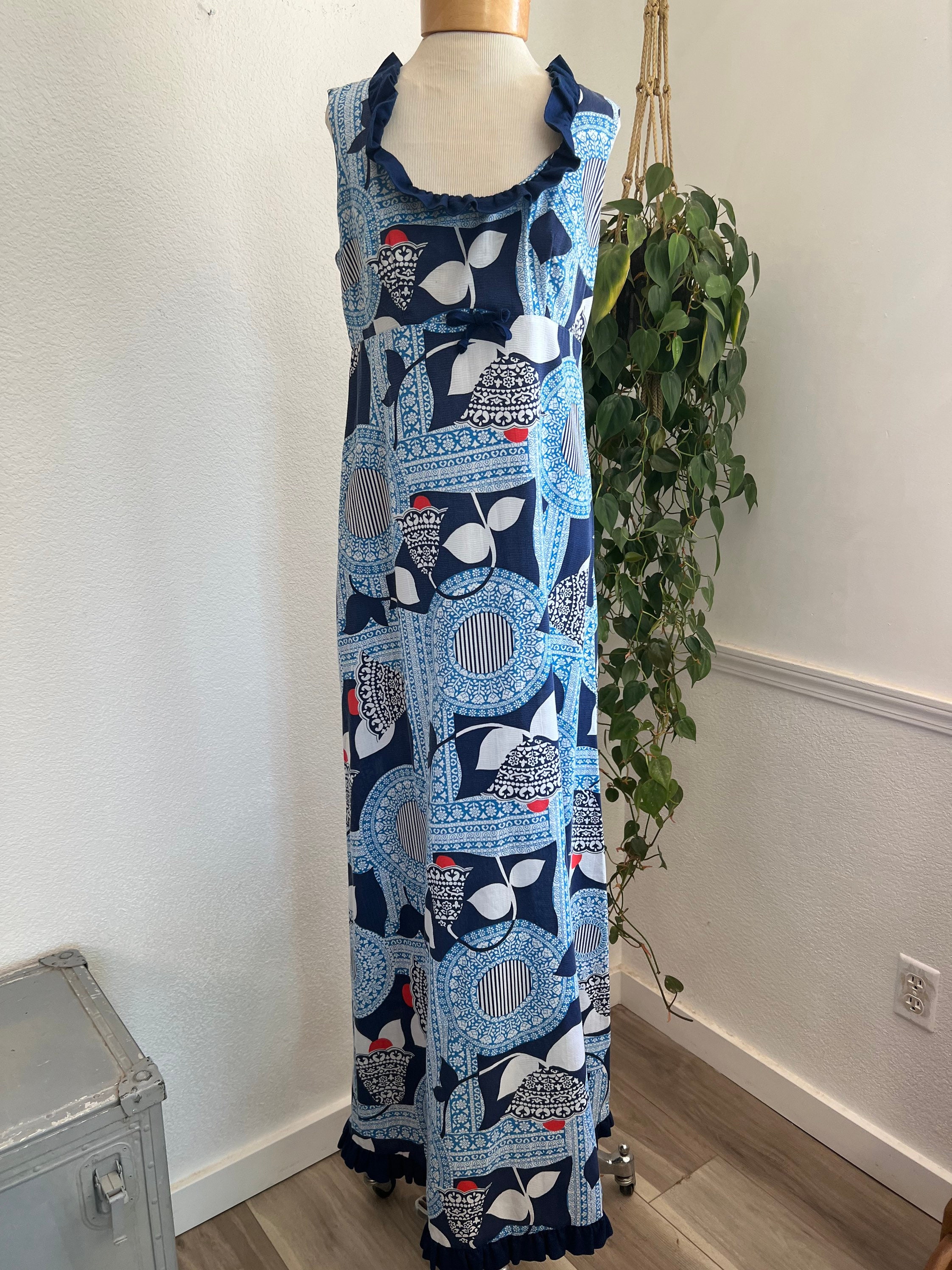 60s Vintage Baba Kea Honolulu Maxi Dress - Etsy