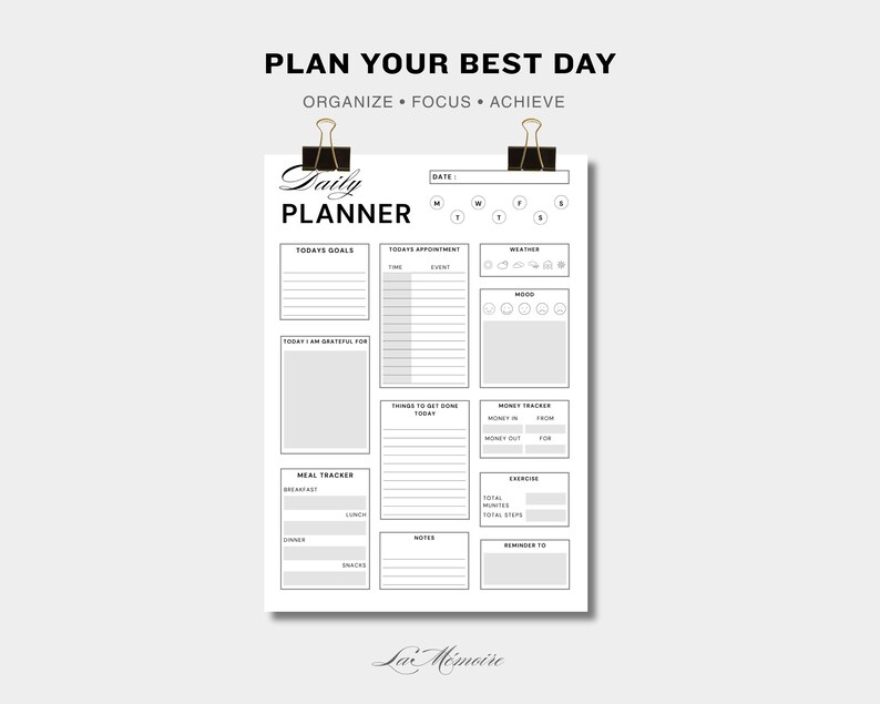 Simple Daily Planner Printable, Fillable PDF, A4 A5 Letter Half Size ...