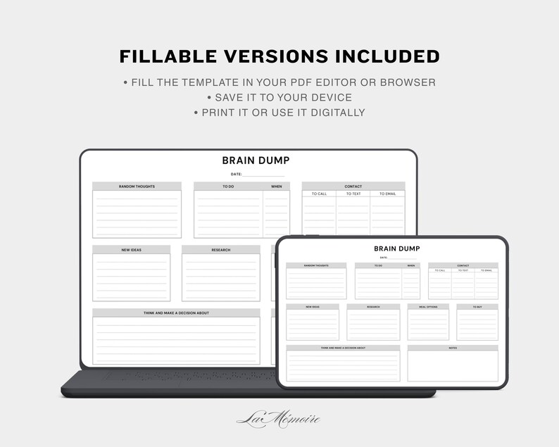 Brain Dump Planner 2026 | Minimalist Mind Reset Worksheet (digital ...