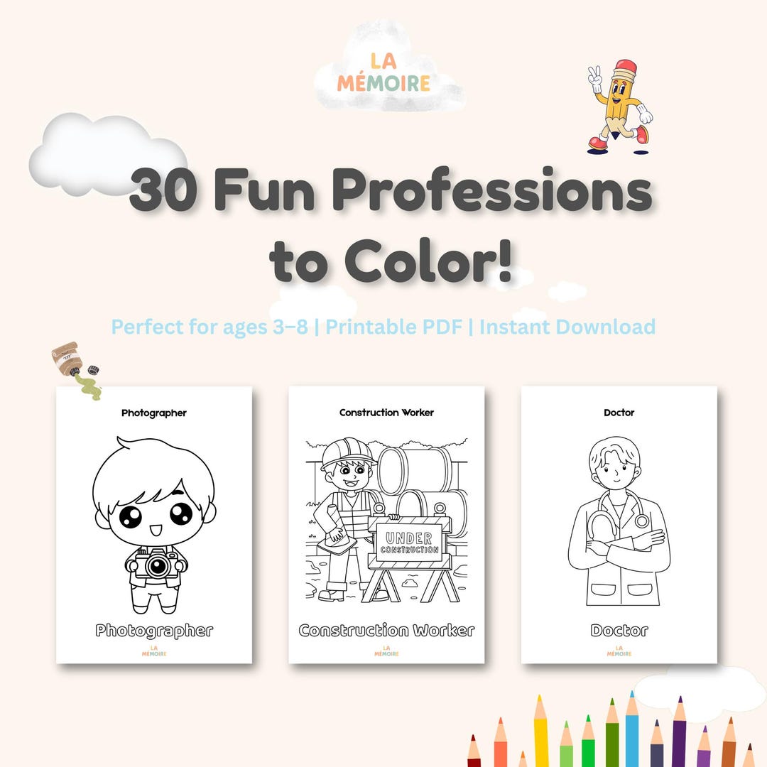 30 Professions Coloring Pages for Kids – Printable Career-themed ...