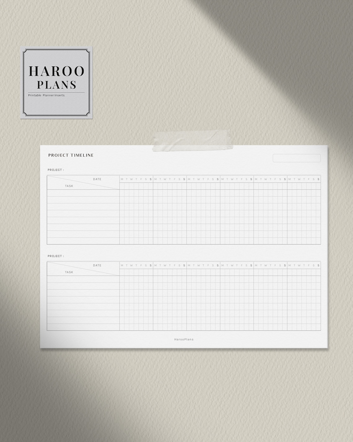 Project Timeline Sheet | A5 Printable Planner Inserts | Work Schedule ...