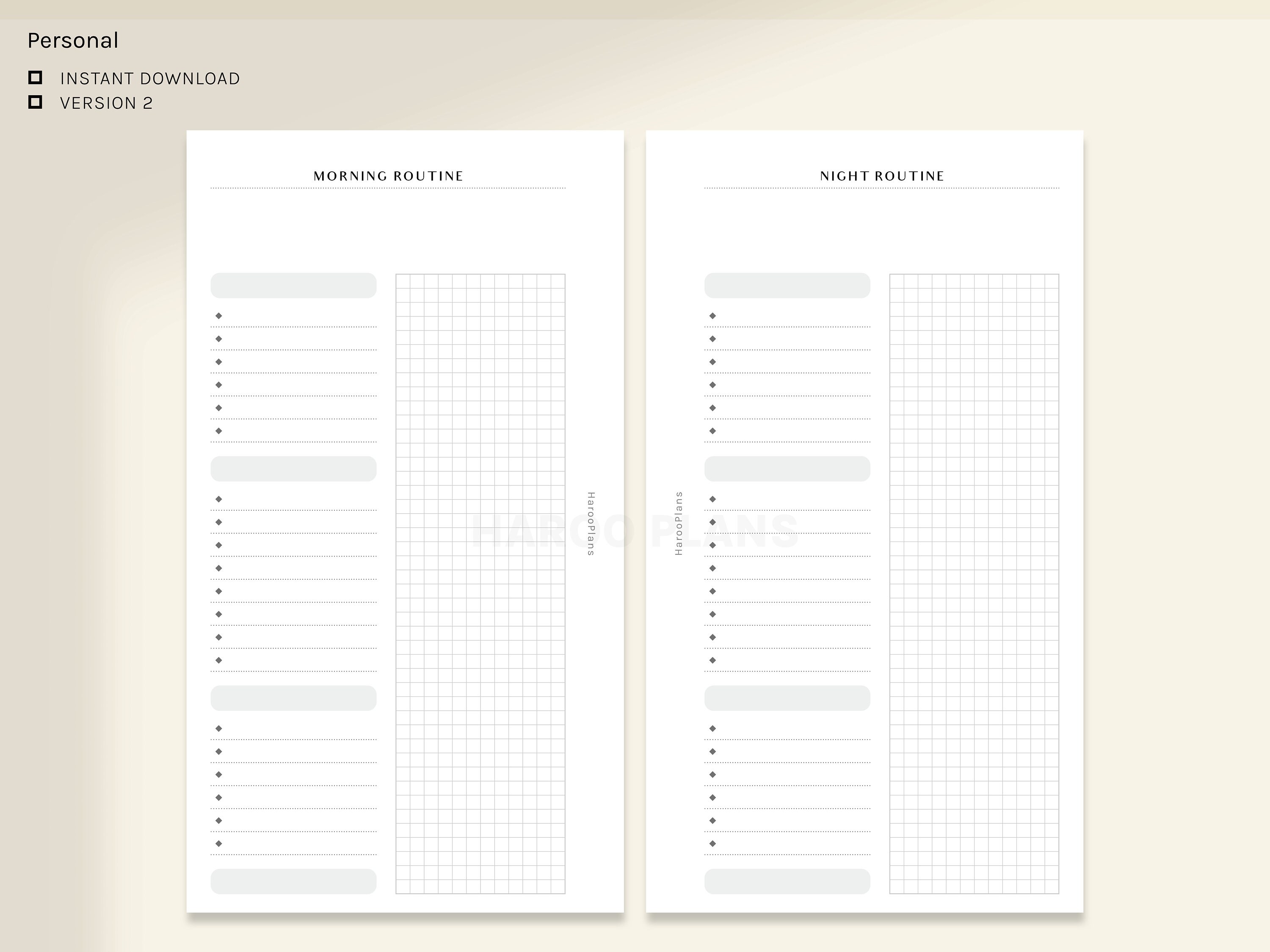 Daily Routine | Personal Size Printable Planner Inserts | Morning and ...