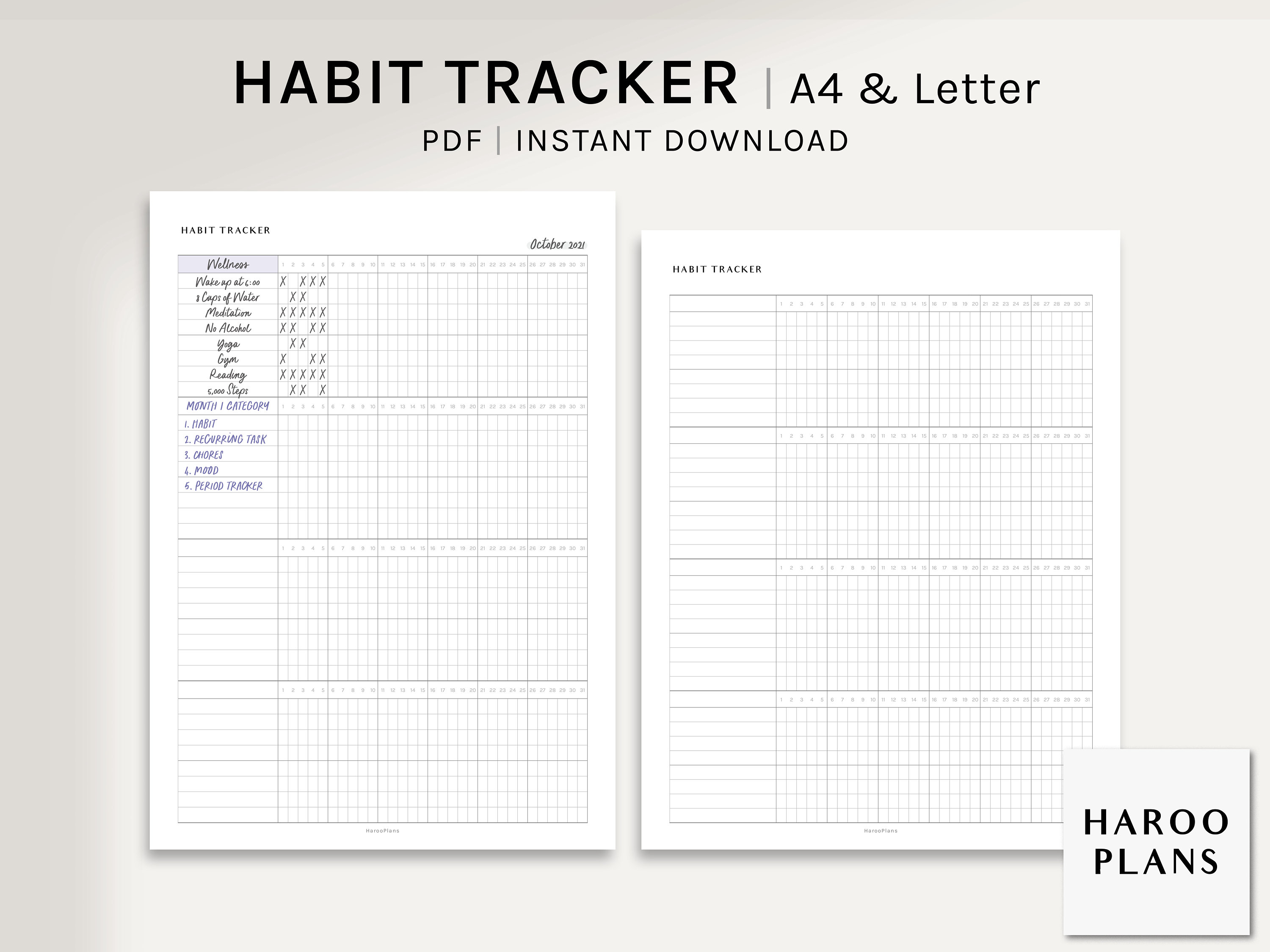 Habit Tracker A4 US Letter Printable Planner Inserts - Etsy
